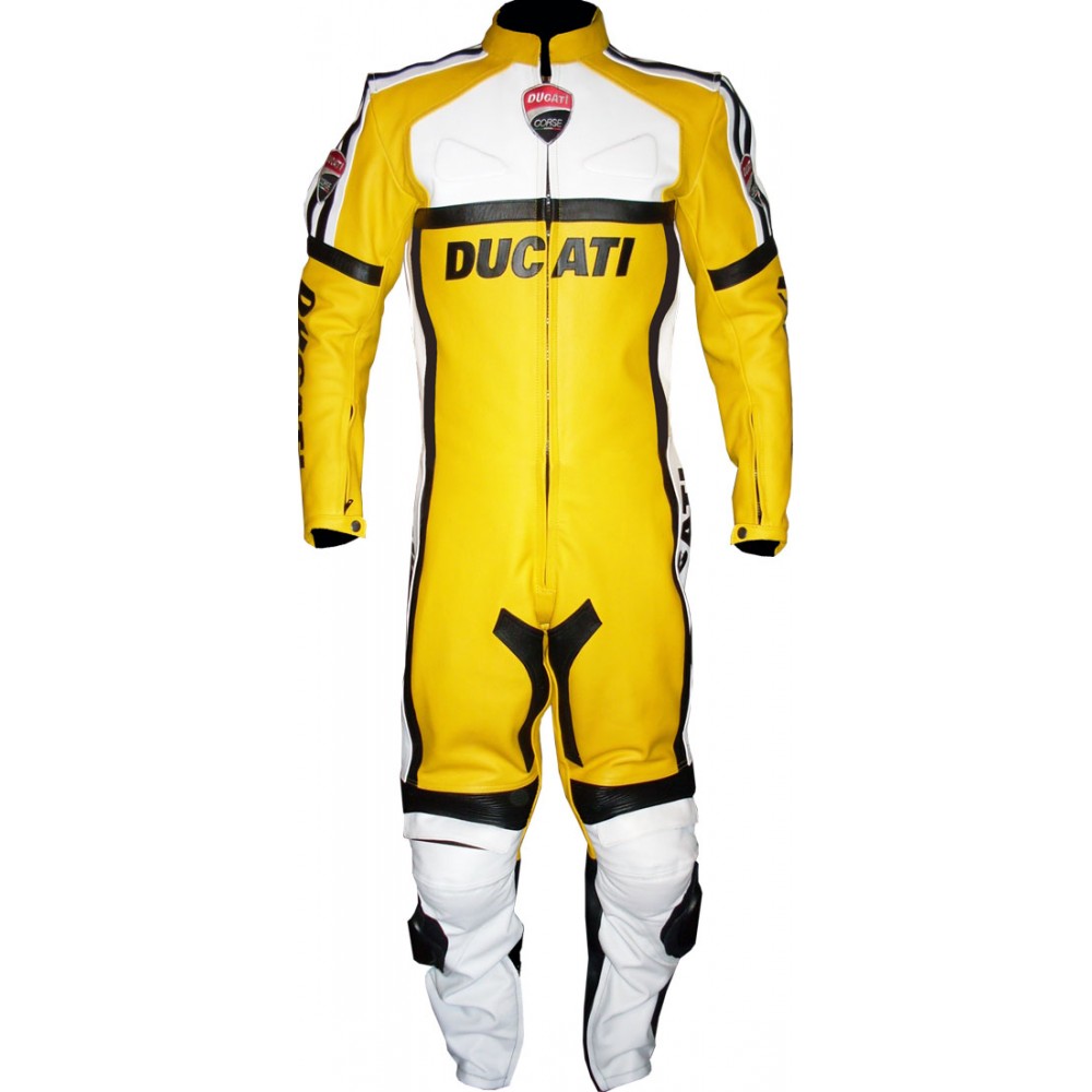 Ducati Classic YELLOW Leather Motorcycle Suit