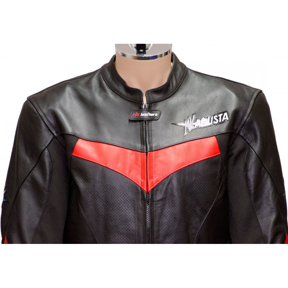 MV Agusta Sports BLACK Biker Leather Jacket