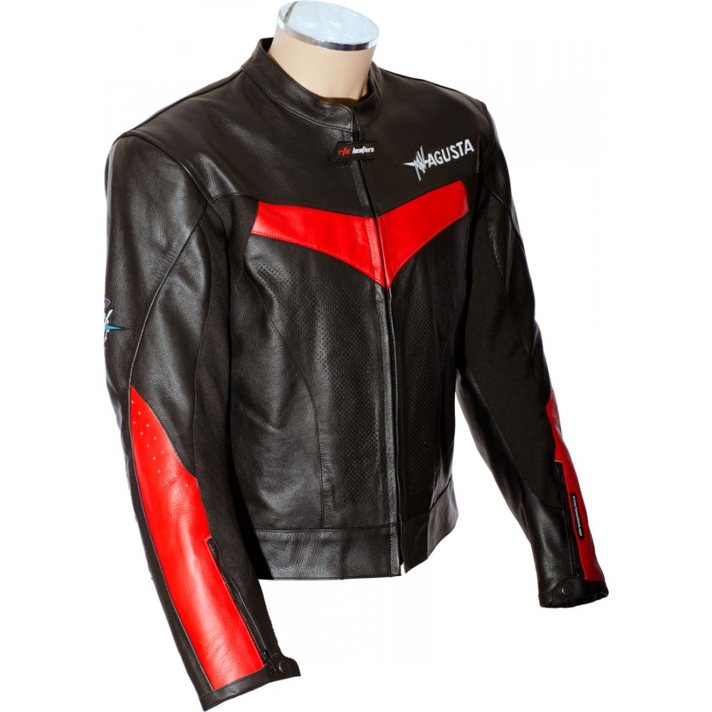 MV Agusta Sports BLACK Biker Leather Jacket