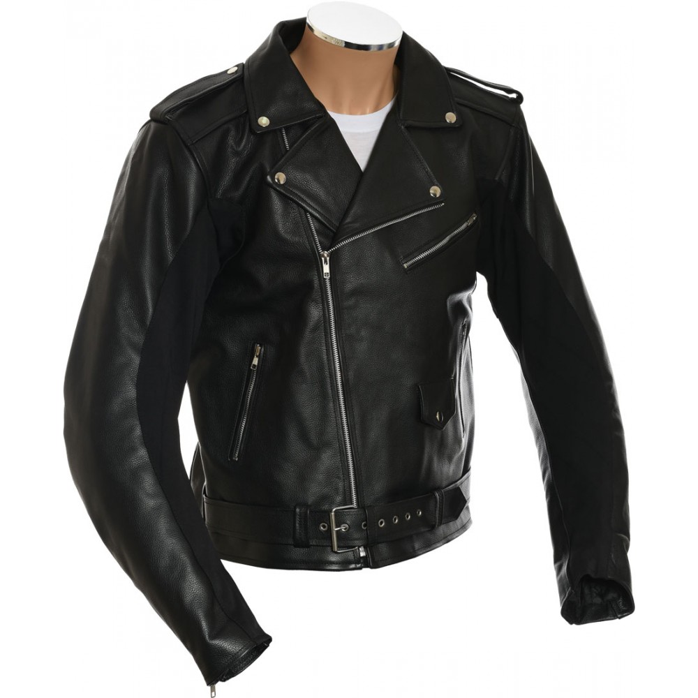 SALE - All American Mod Biker Armoured Black Leather Jacket