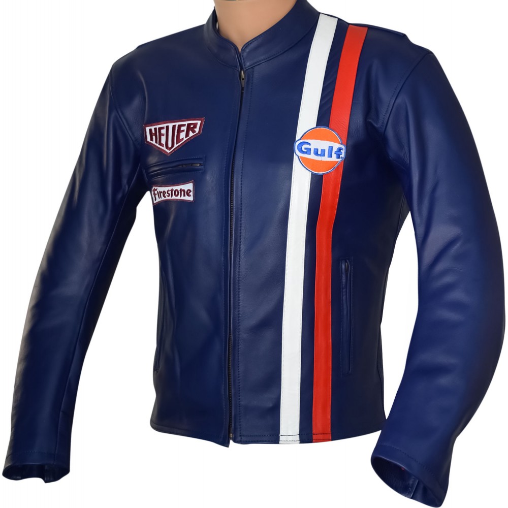 Steve McQueen Blue Firestone Le-Man Genuine Soft Leather ...